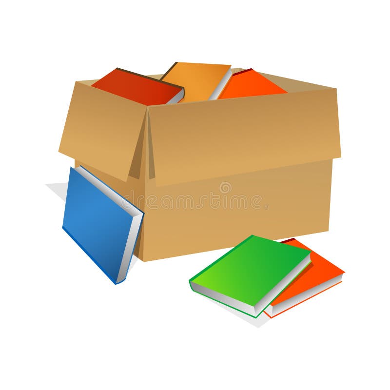 Icon of books in box stock vector. Illustration of clip - 10688869