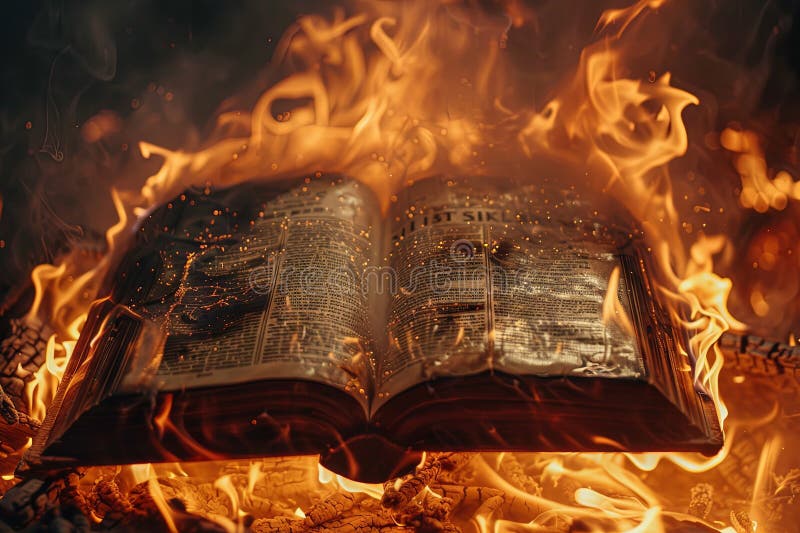 Books Burning in Flames Generative AI Stock Illustration - Illustration ...