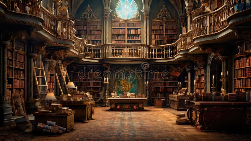 Books castle library stock illustration. Illustration of research ...