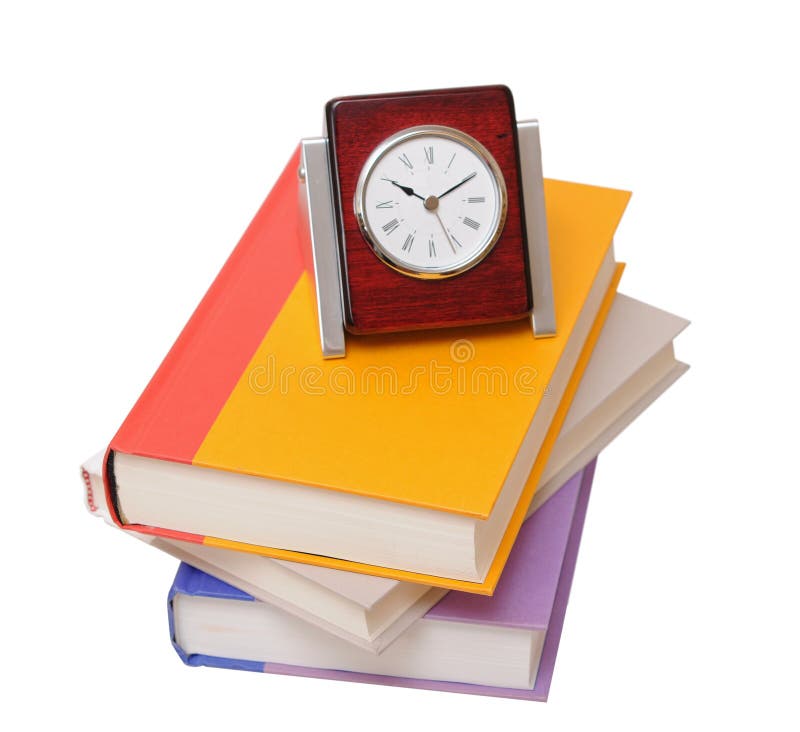 Books and clock stock image. Image of hour, learn, staple - 30971063
