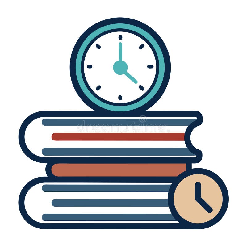 Books and Clocks: Education, Learning, and Time Management Icon Stock ...