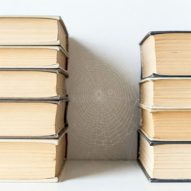 Books with Cobwebs between Two Piles. Stock Photo - Image of texture ...