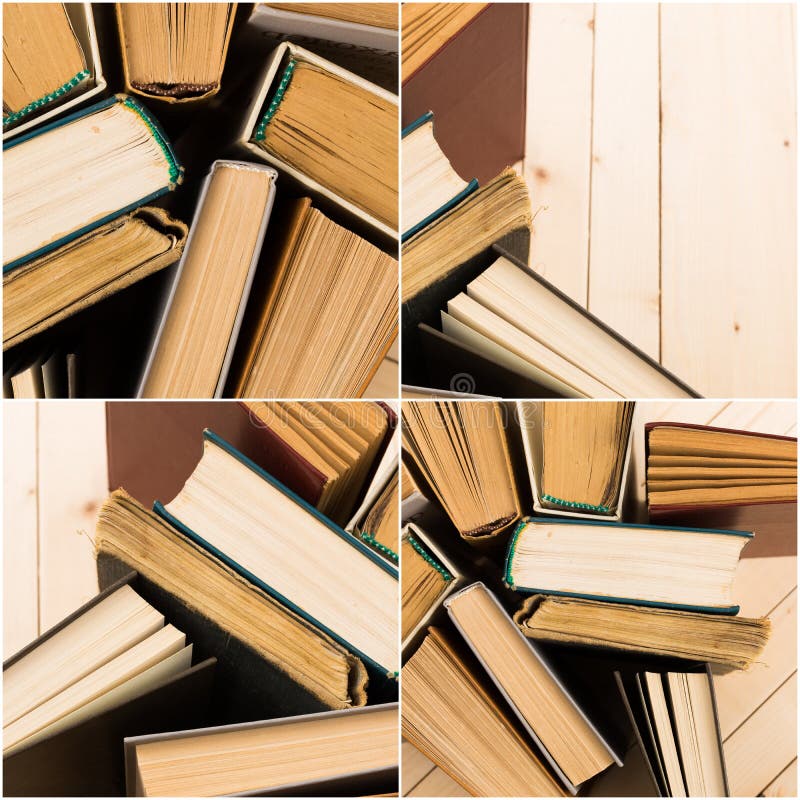 Books collage stock photo. Image of information, stack - 61686516