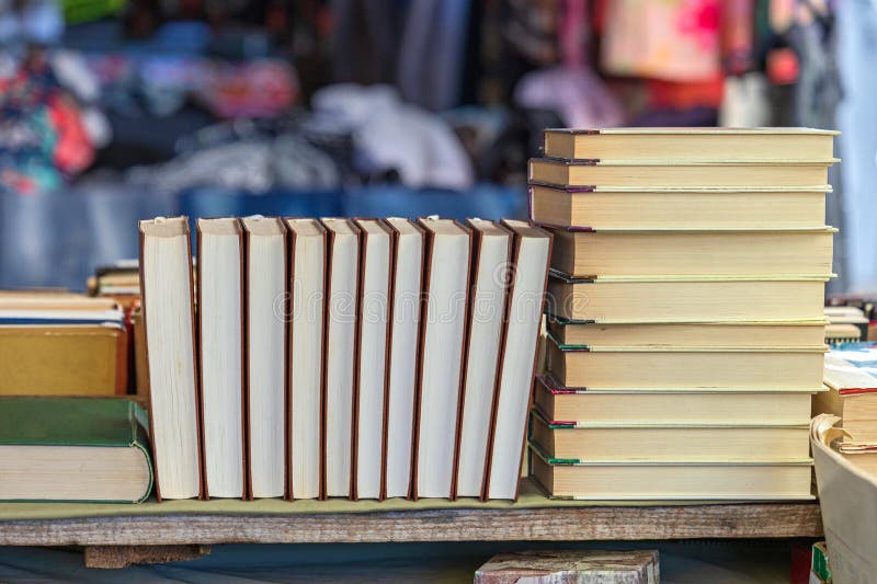 Books Collection Flea Market Stock Photo - Image of collection, sale ...