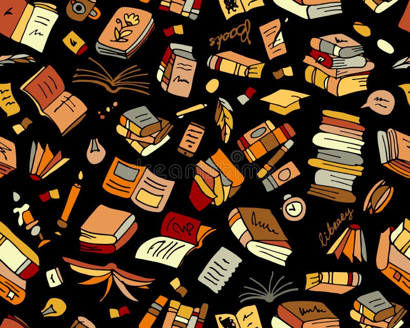 Books Collection, Seamless Pattern for Your Design Stock Vector ...