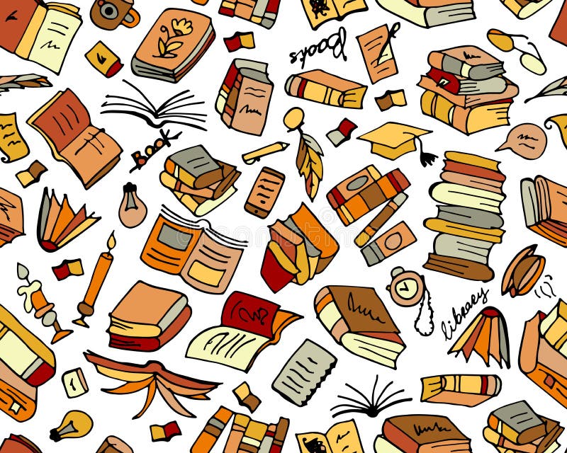 Books Collection, Seamless Pattern for Your Design Stock Vector ...