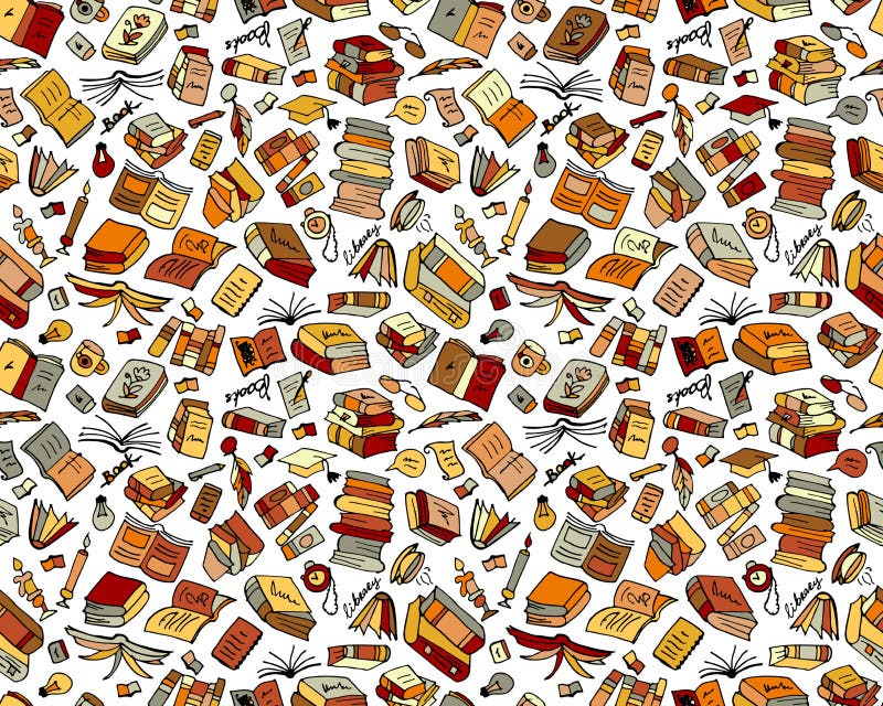 Books Collection, Seamless Pattern for Your Design Stock Vector ...
