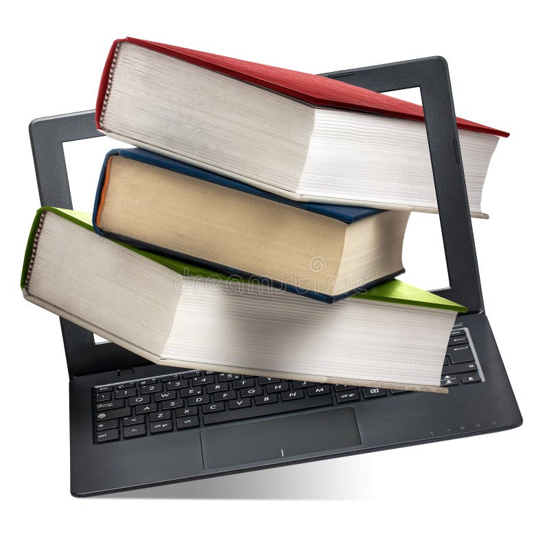 Computer Laptop Book Books Education Isolated Stock Photo - Image of ...