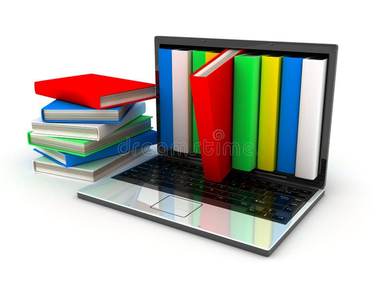 Books and computer stock illustration. Illustration of archives - 13910341
