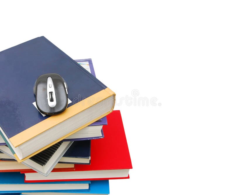 Books and computer mouse stock photo. Image of connection - 17065728