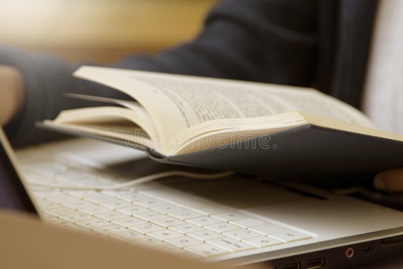 Books and the computer stock image. Image of student - 94705127