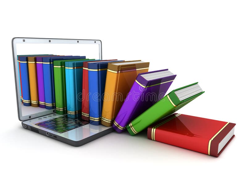 Laptop and books stock illustration. Illustration of files - 14230230