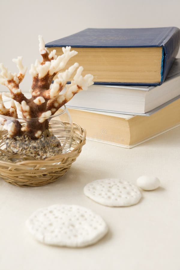 Books and Decoration Elements Stock Photo - Image of textbook, clay ...