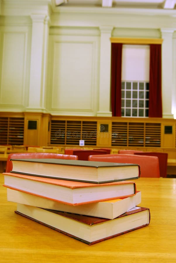 Books on the Desk in Library Stock Photo - Image of alberta, large: 7657790