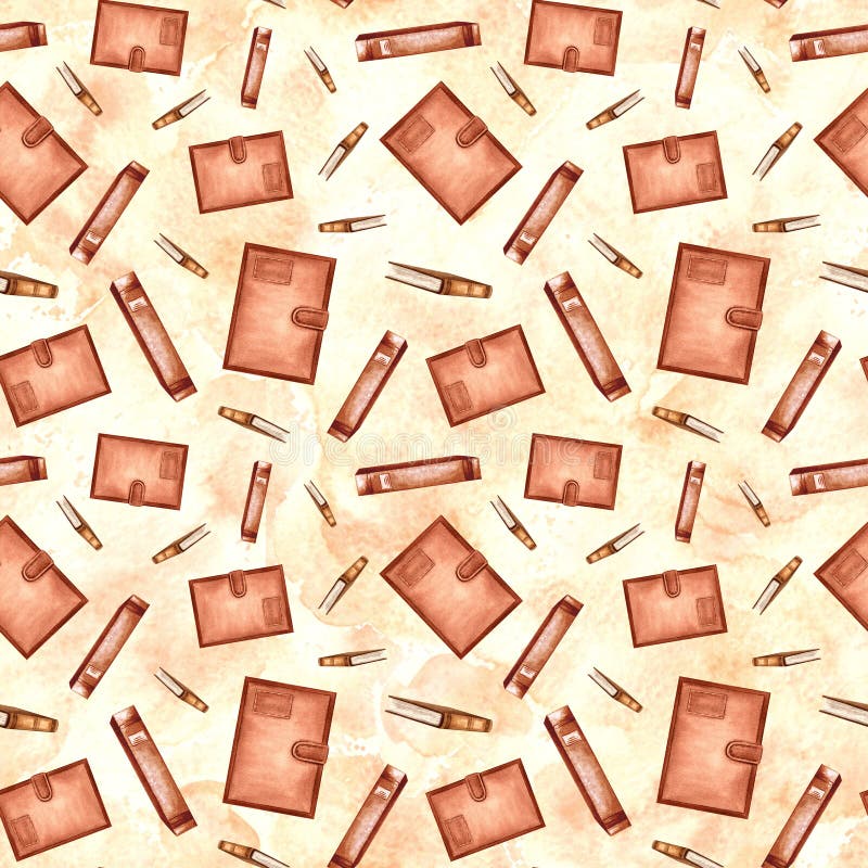 Books and Diary Vintage, Textbook. Seamless Pattern Stylized. Hand ...
