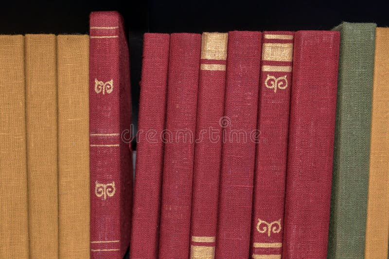 Books of Different Colors on a Bookshelf Stock Image - Image of college ...
