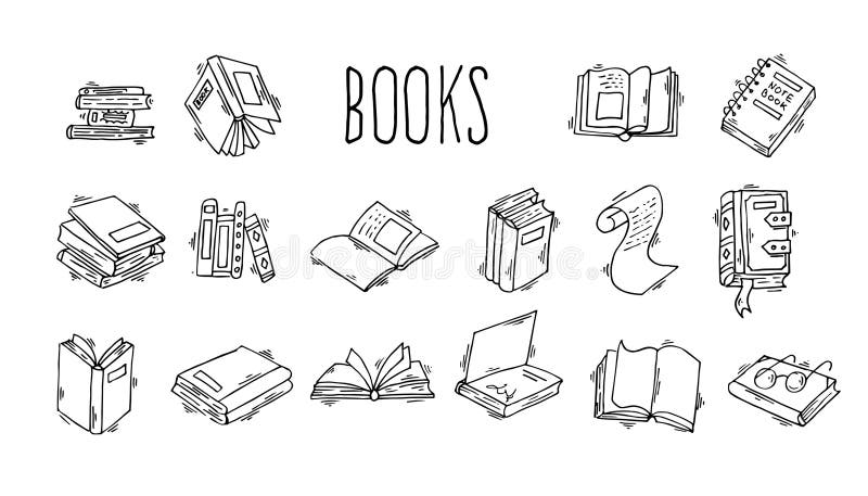 Books doodle set stock vector. Illustration of doodle - 347326925