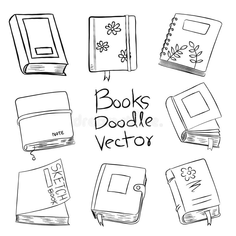 Books Doodle Vector Hand Drawn Illustration Stock Vector Illustration