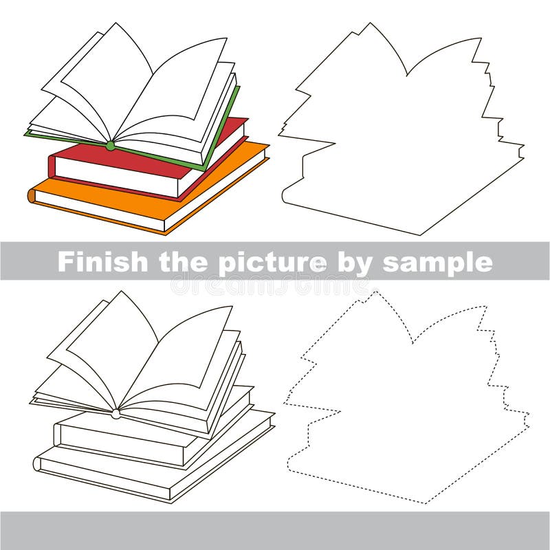 Books. Drawing worksheet. stock vector. Illustration of step - 70125628