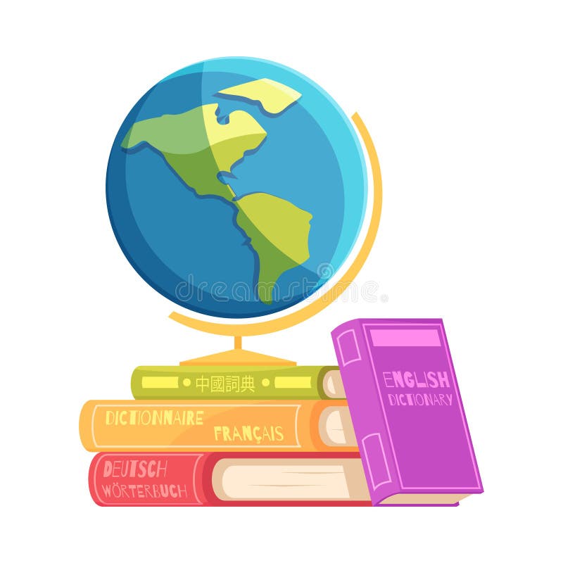 Books Earth Globe Composition Stock Vector - Illustration of language ...