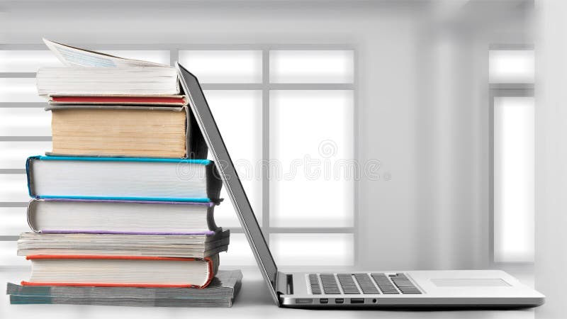 Books stock image. Image of laptop, education, technology - 59999885