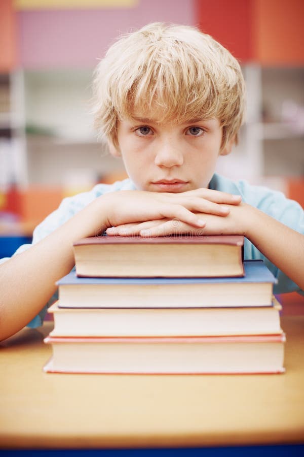 Books, Education and Portrait of Child Student in Classroom of School ...