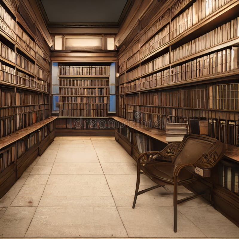 Books in the Empty Library. AI Stock Illustration - Illustration of ...