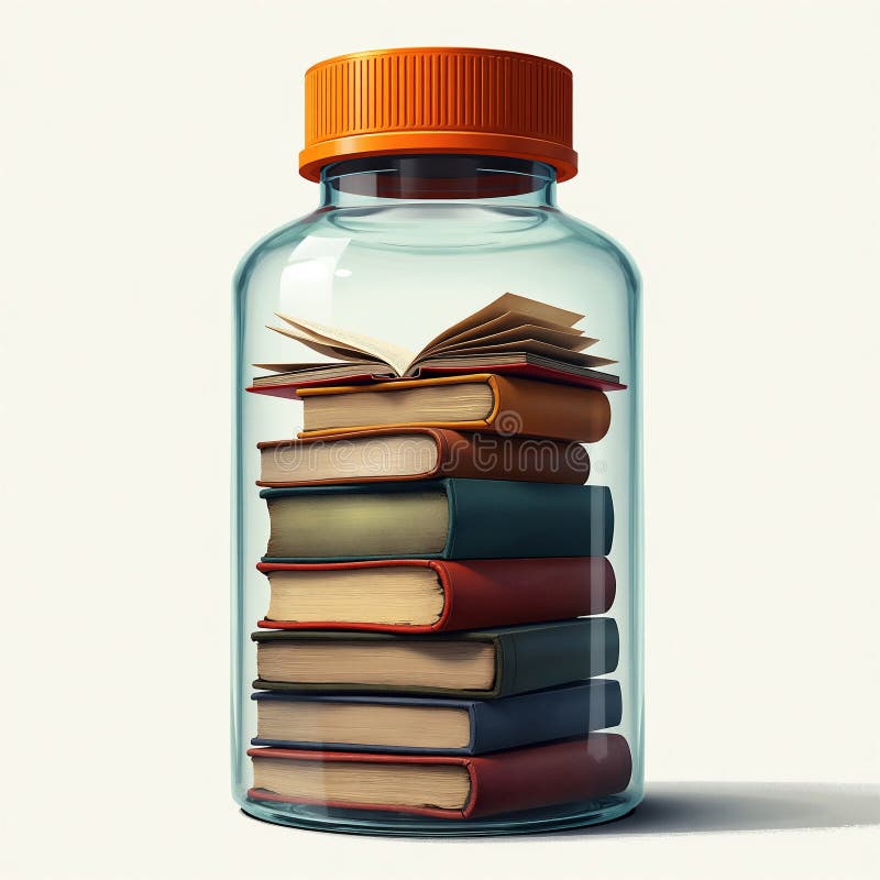 A Books is Encased Inside a Glass Bottle with an Orange Cap Stock Photo ...