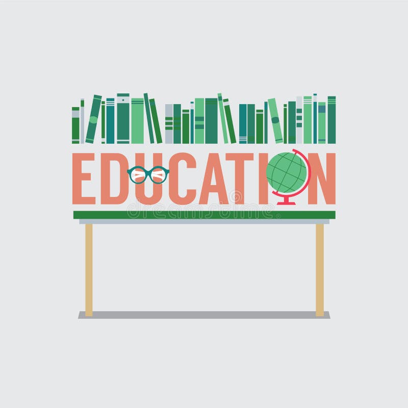 Books, Eyeglasses and Desk Globe on Table Education Concept Stock ...