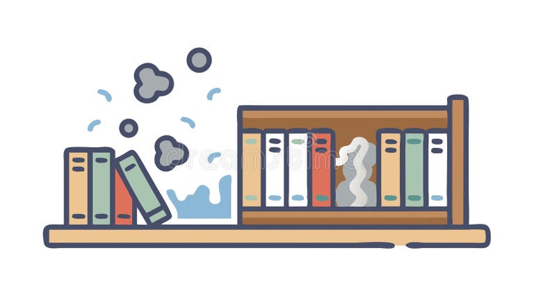 Books Falling from Shelf, Disruption of Knowledge and Learning Icon ...