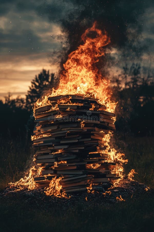 Books on Fire stock photo. Image of fire, blaze, devastation - 375041612