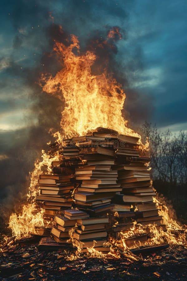 Books on Fire stock photo. Image of fire, books, chaos - 375121934
