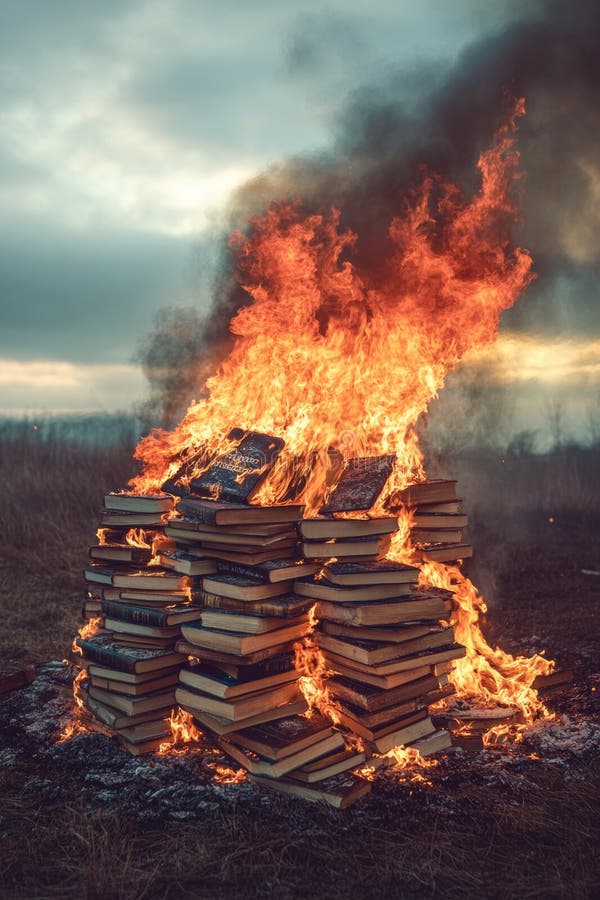 Books on Fire stock photo. Image of reading, education - 376489880