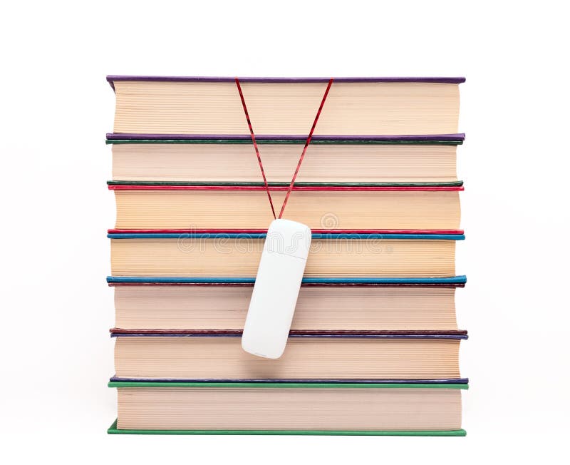 Books and flash drive. stock photo. Image of library - 23808758