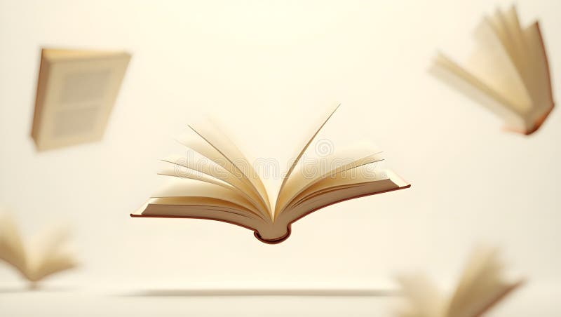Books Flying through the Air Concept with Pages Flipping, Symbolizing ...