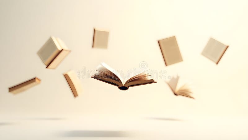 Books Flying through the Air Concept with Pages Flipping, Symbolizing ...