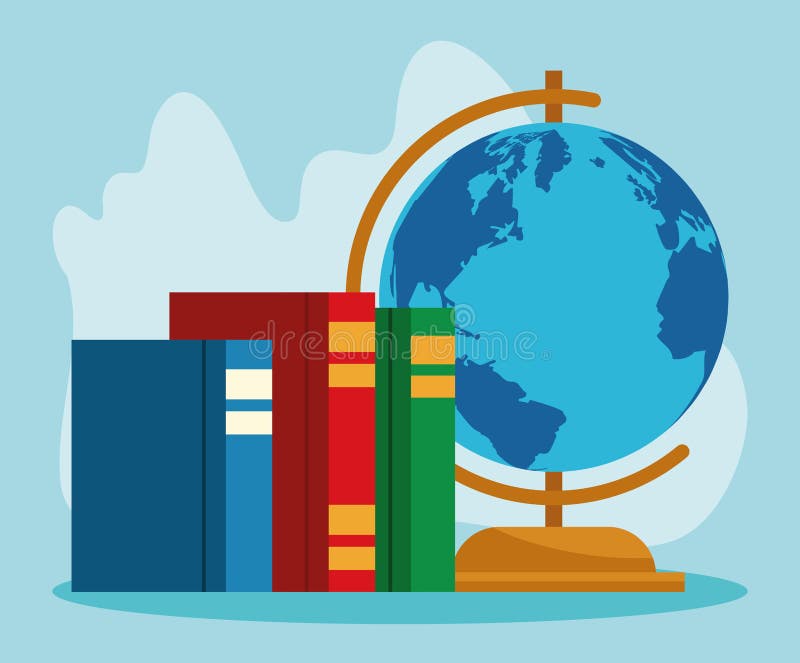 Books and Geography Tool, Colorful Design Stock Vector - Illustration ...