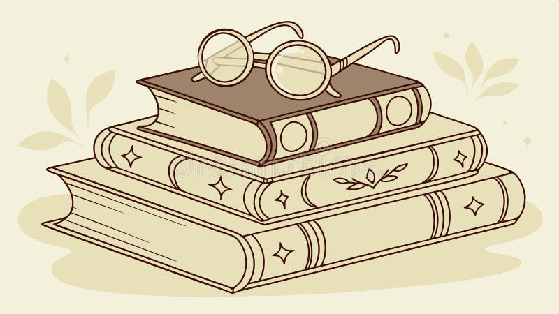 Books and Glasses, Learning and Reading Materials Illustration Vector ...