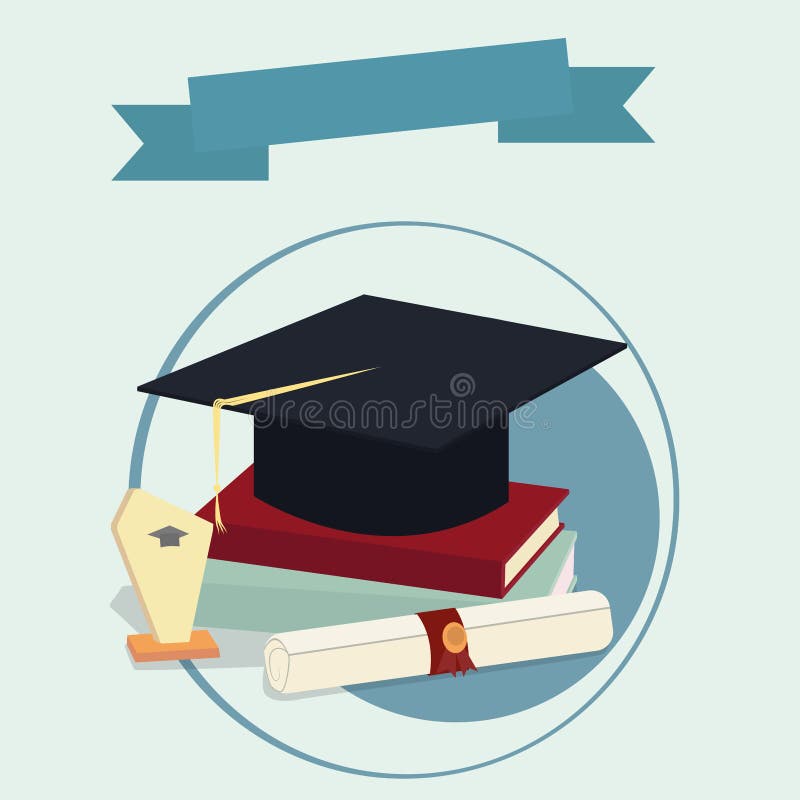 Graduation Elements with Soft Blue Circle Background Stock Vector ...