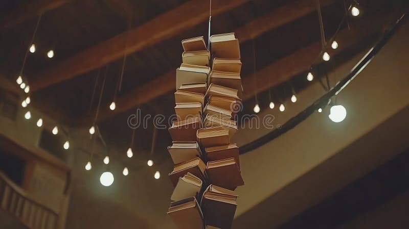 Books Hanging Loft Library Interior Decor Stock Photo - Image of pages ...