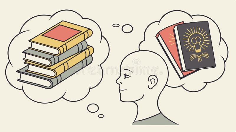 Books and Head Thinking Illustration, Knowledge and Learning Process ...