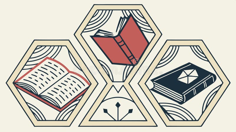 Books in Hexagon, Education and Knowledge Symbol Vector Design ...