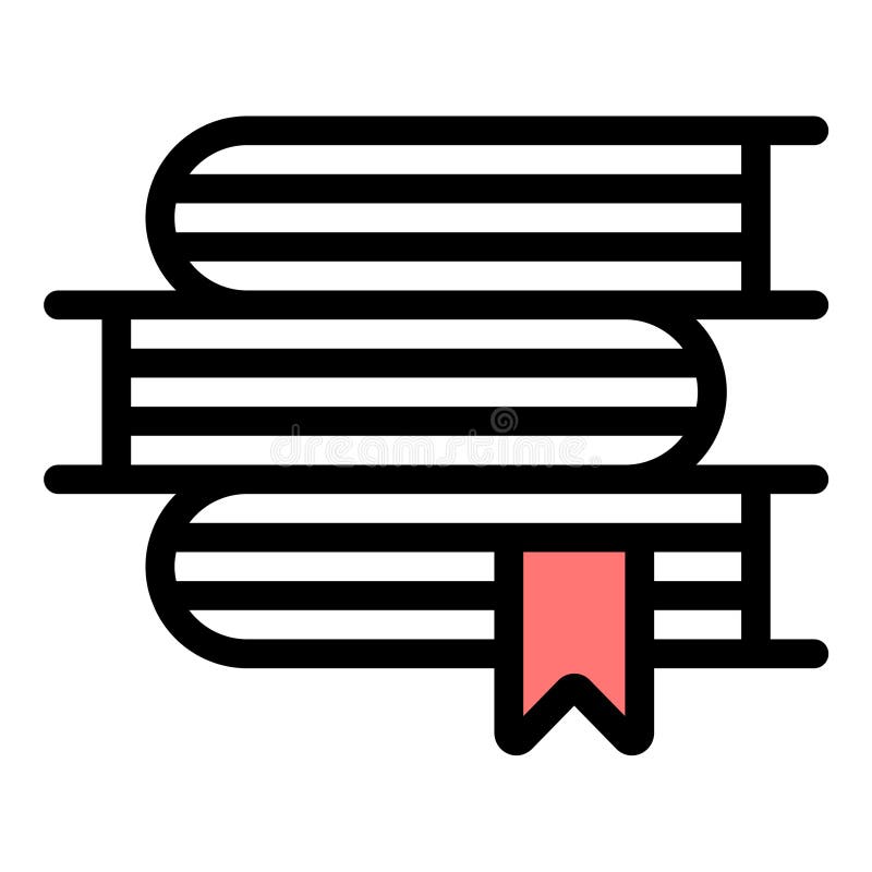 Books Icon Knowledge and Learning in Flat Line Color Style Stock Vector - Illustration of ...