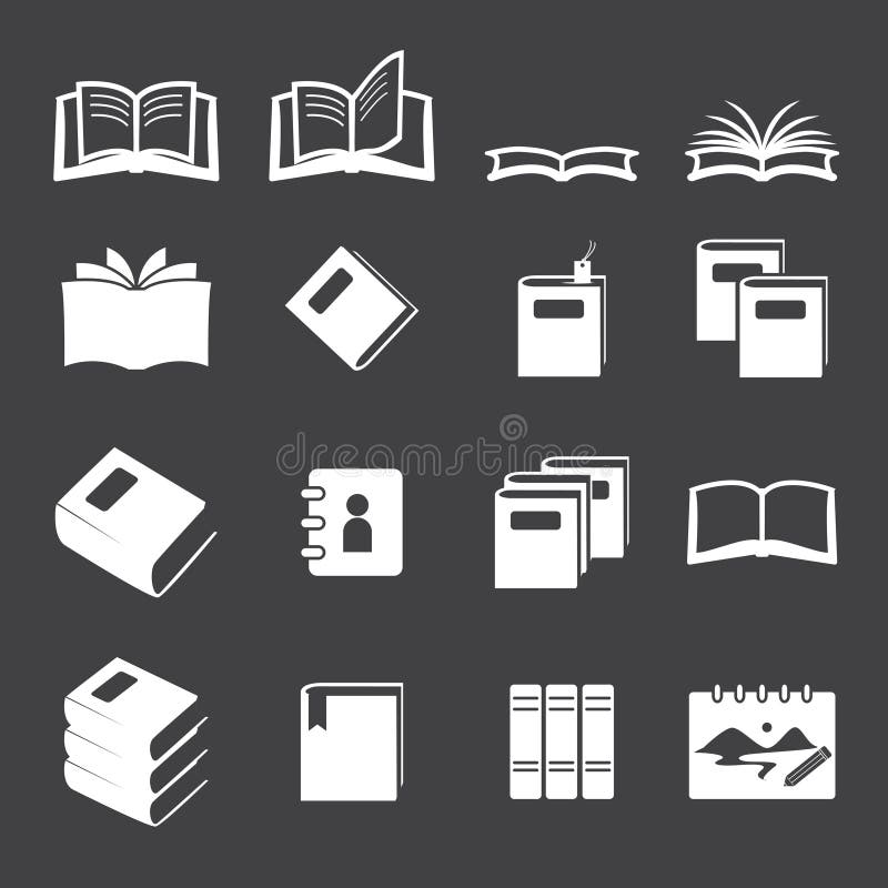 Basic Books Icon Set Isolated Stock Vector - Illustration of publish ...