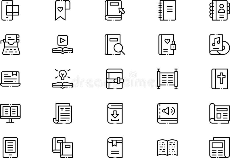 Books Icons Collection is a Vector Illustration with Editable Stroke ...