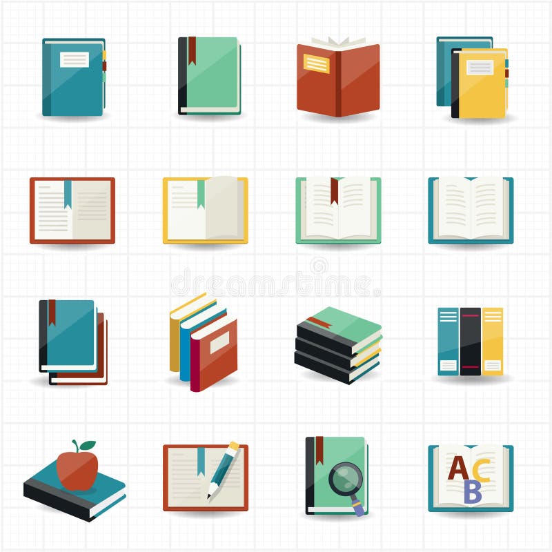 Book flat icons stock vector. Illustration of media, education - 40065324