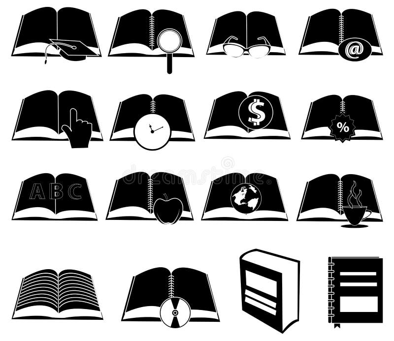 Books Icons Set. Book Icon. Library Illustration Simbol Collection ...