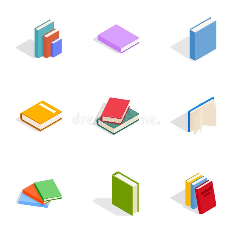 Books Icons Set, Isometric 3d Style Stock Vector - Illustration of ...