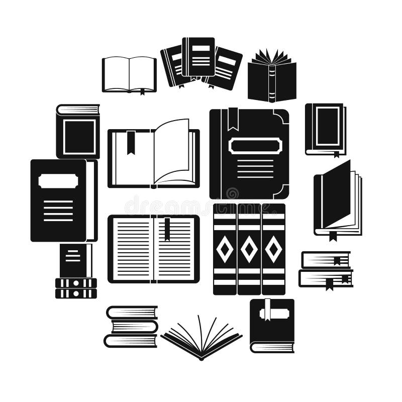 Books Icons Set, Simple Style Stock Vector - Illustration of bookstore ...
