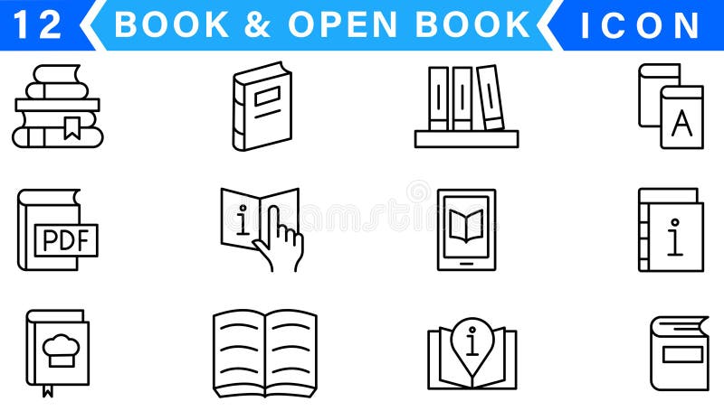 Books Icons - Vector Line. Editable Stroke Stock Vector - Illustration ...